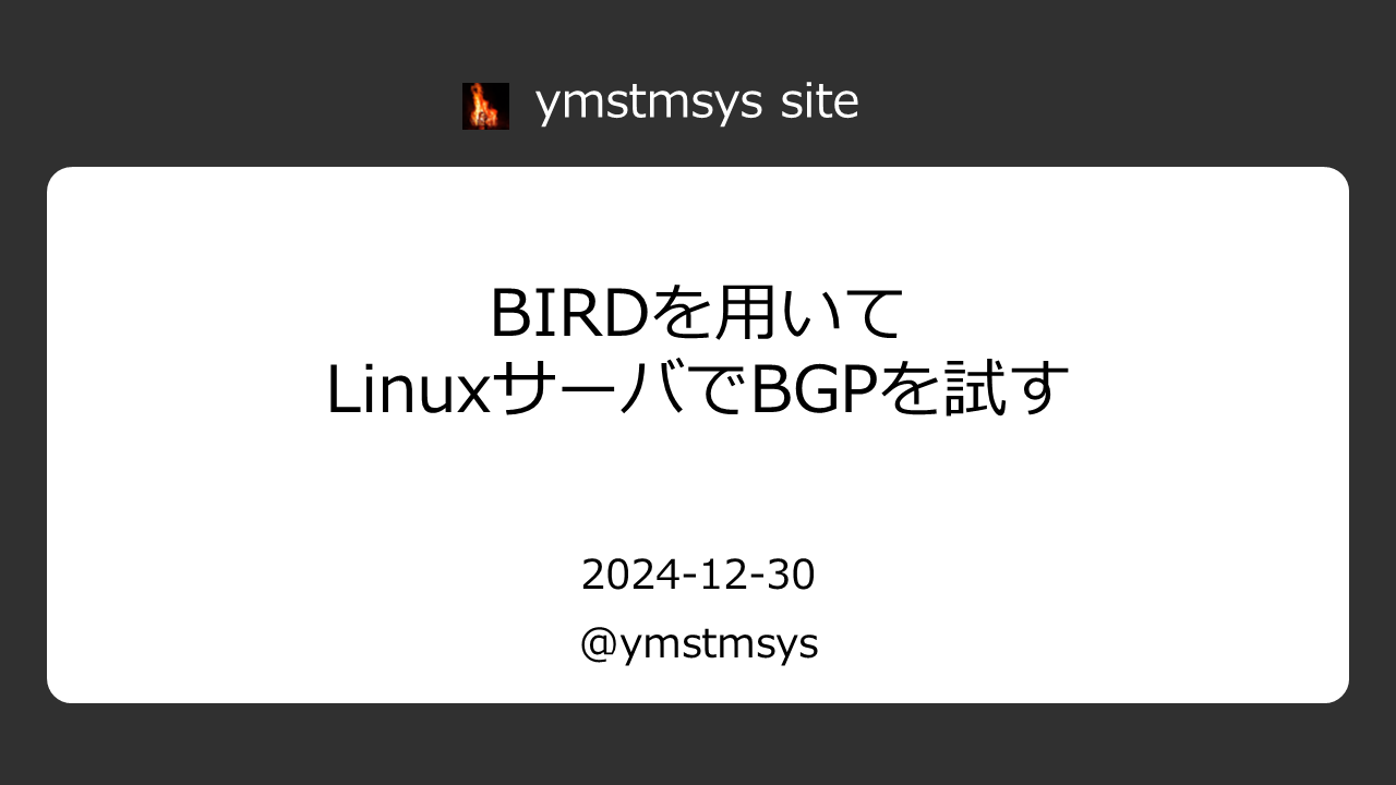 BIRD を用いて Linux サーバで BGP を試す | ymstmsys site